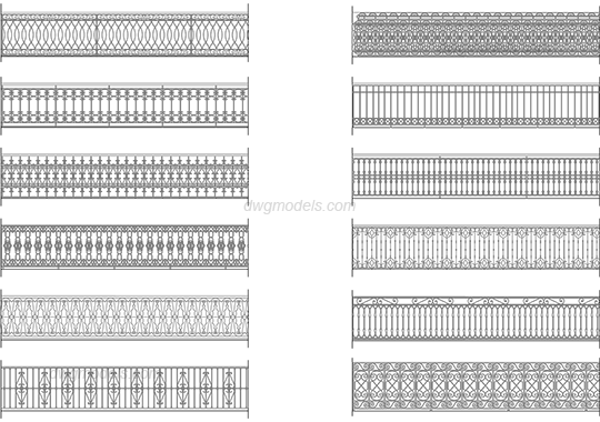 Wrought iron railings 2 DWG, free CAD Blocks download