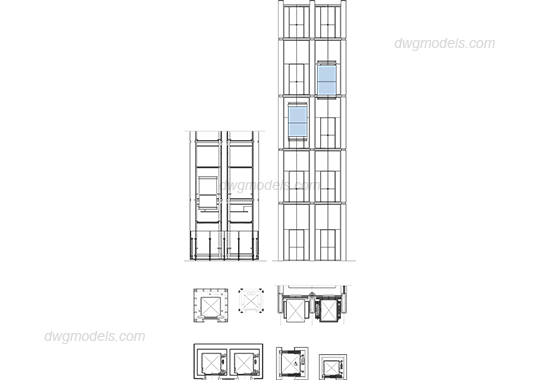 Lifts 2 DWG, free CAD Blocks download