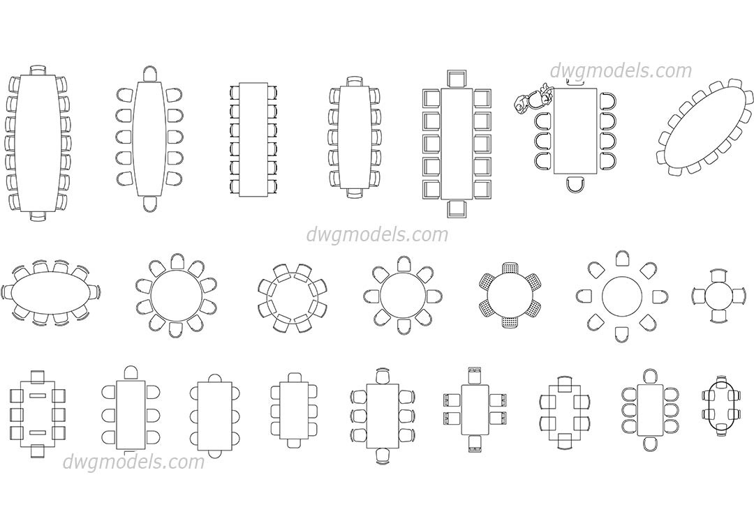 Tables Plan DWG Free CAD Blocks Download